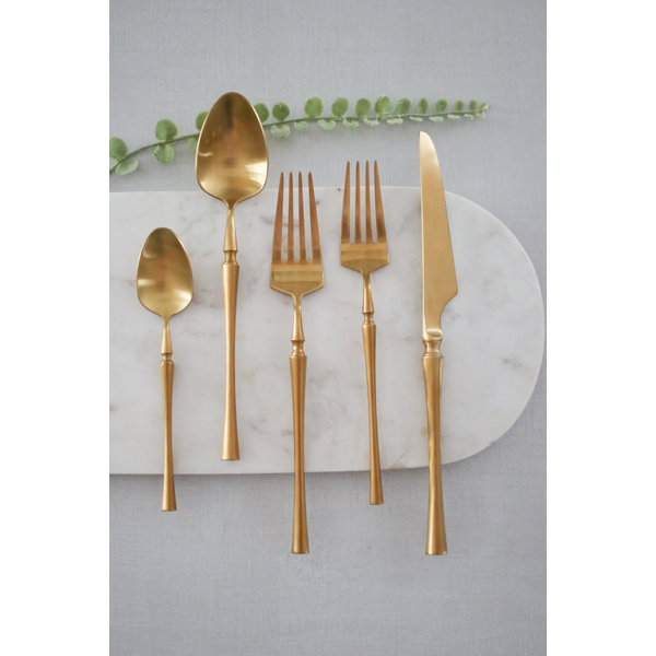 Ebern Designs Marcel Ardani Milan Matte Gold Flatware (service for 4) - Wayfair Canada